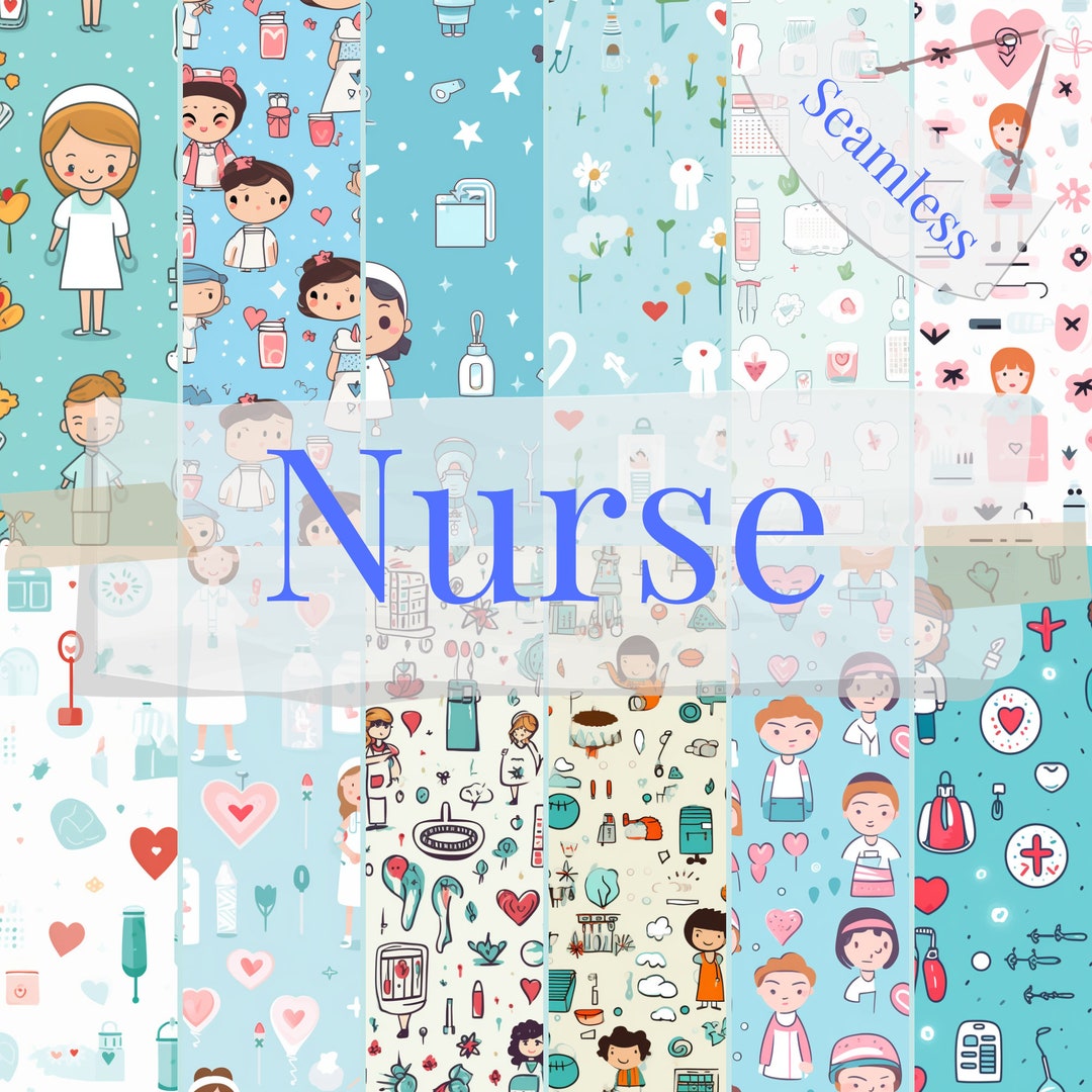 12 Nurse Elements , Seamless Pattern, for Scrapbooking, Crads ...