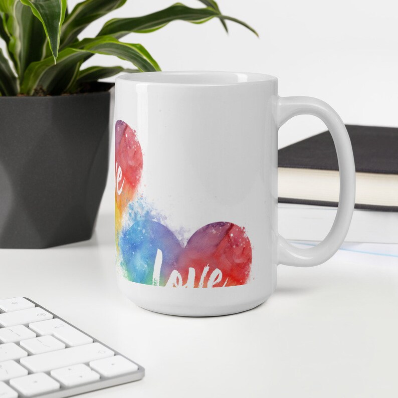 Love Mug Watercolor Art Love Heart Inspirational Mug - Etsy