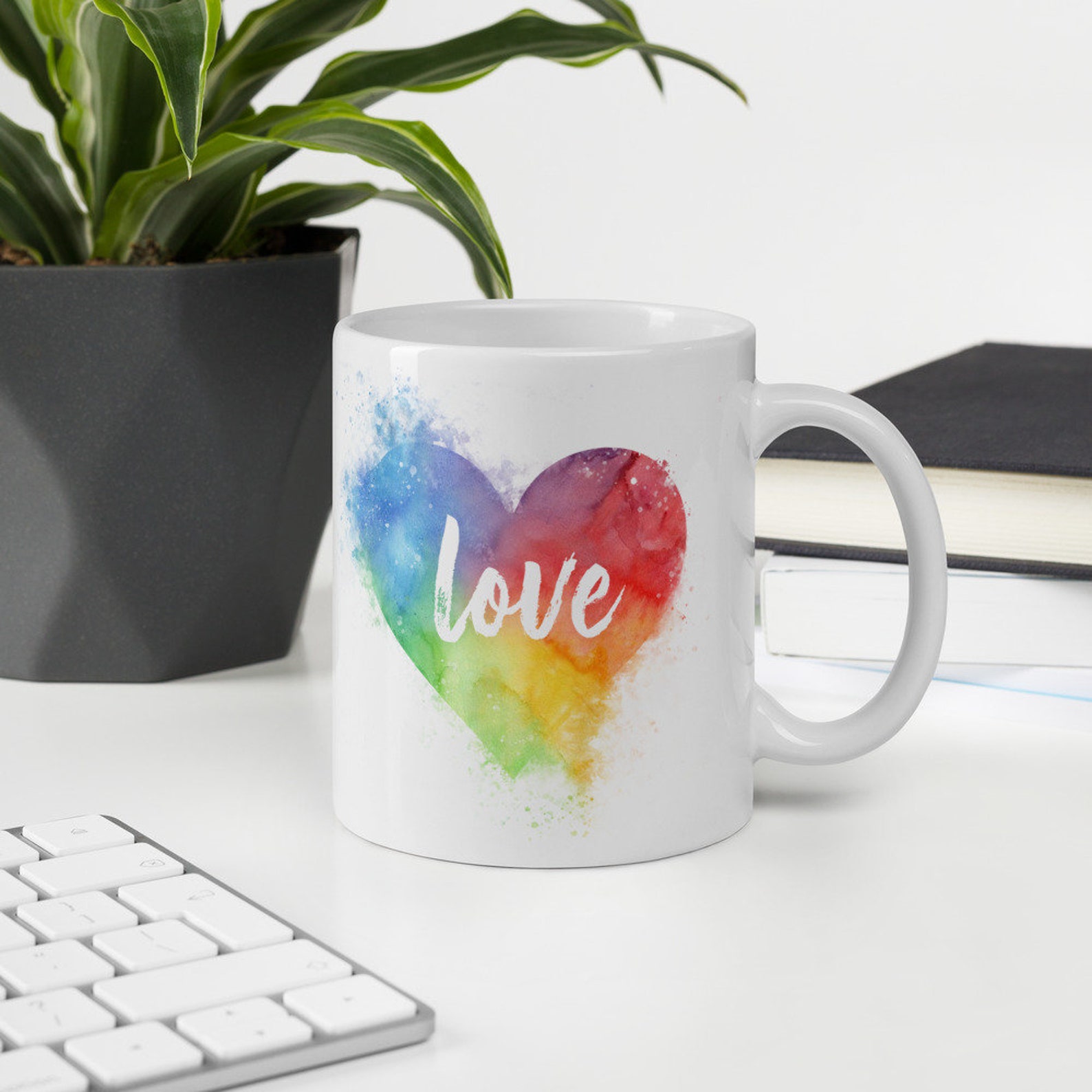 Love Mug Watercolor Art Love Heart Inspirational Mug - Etsy