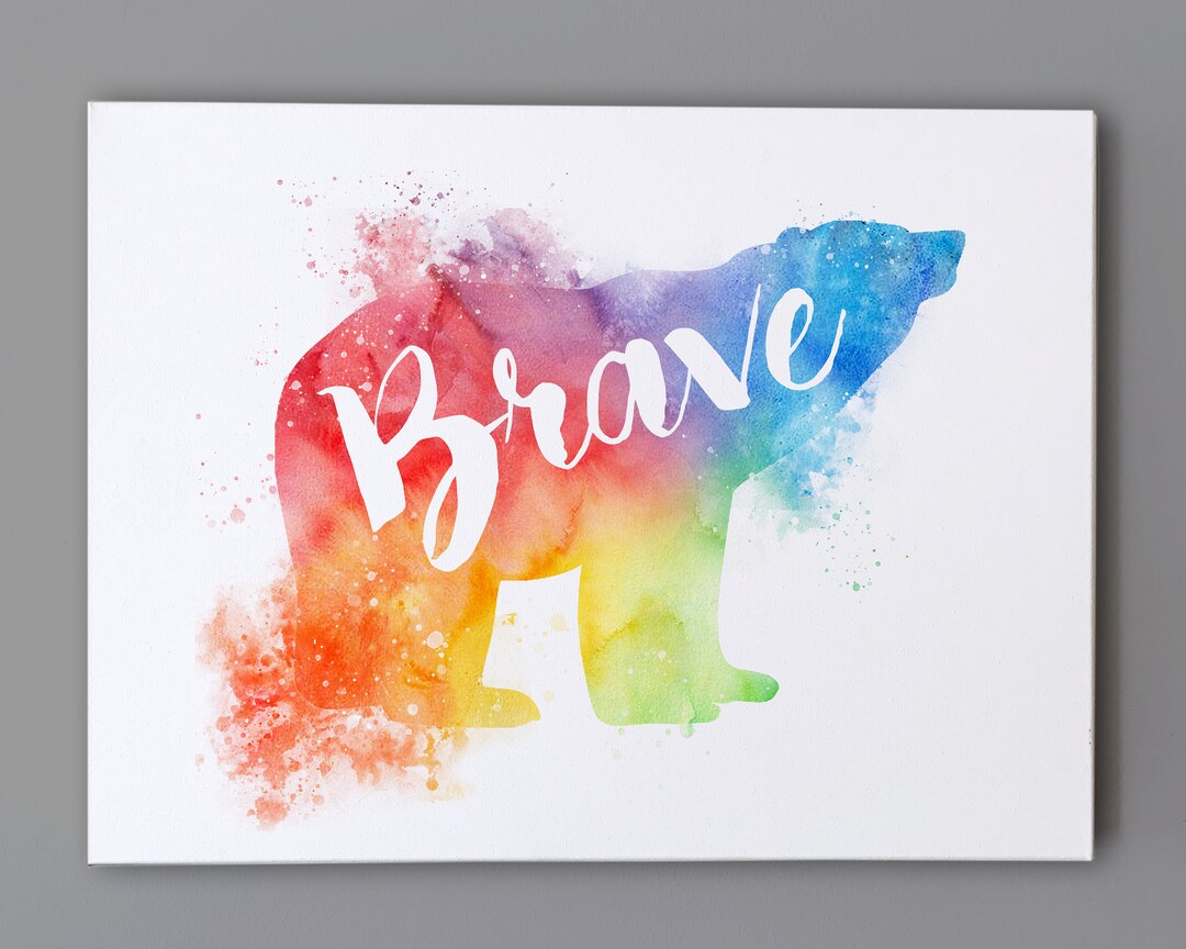 Brave Bear Rainbow Digital Print File | Nursery Wall Art | Spirit ...