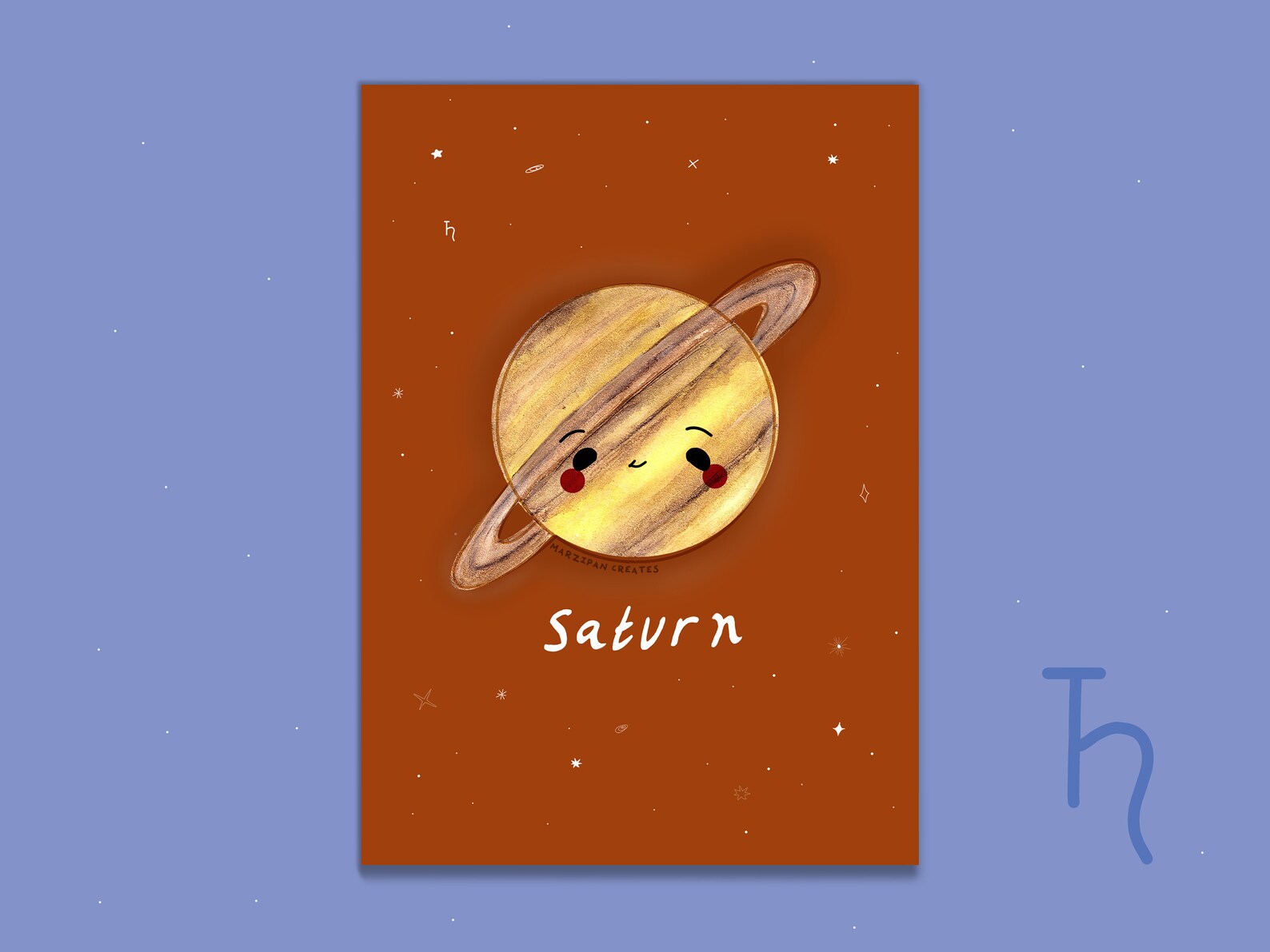 Saturn Saturn illustration The happy Saturn Planet | Etsy