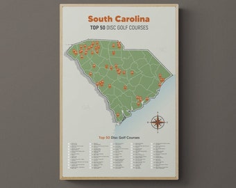 North Carolina Golf Top 50 Courses Map - Etsy