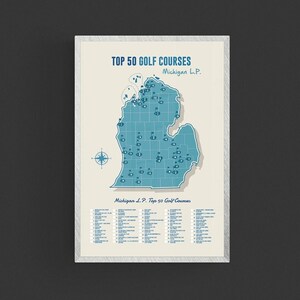 Michigan Top 50 Golf Courses Map - Etsy
