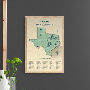 Texas Golf Top 50 Courses Map - Etsy