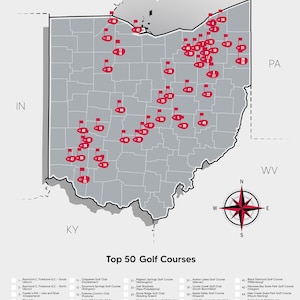 Ohio Golf Top 50 Courses Map - Etsy