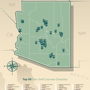 Arizona Disc Golf Top 50 Courses Map - Etsy