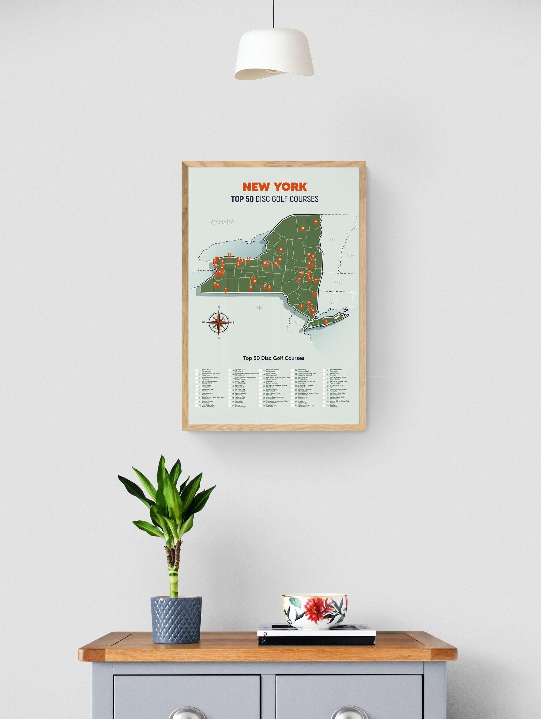 New York Disc Golf Top 50 Courses Map - Etsy