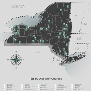 New York Disc Golf Top 50 Courses Map - Etsy
