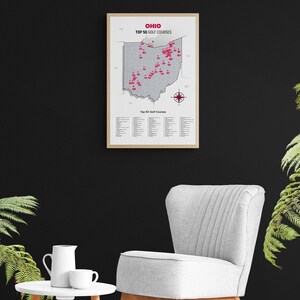 Ohio Golf Top 50 Courses Map - Etsy