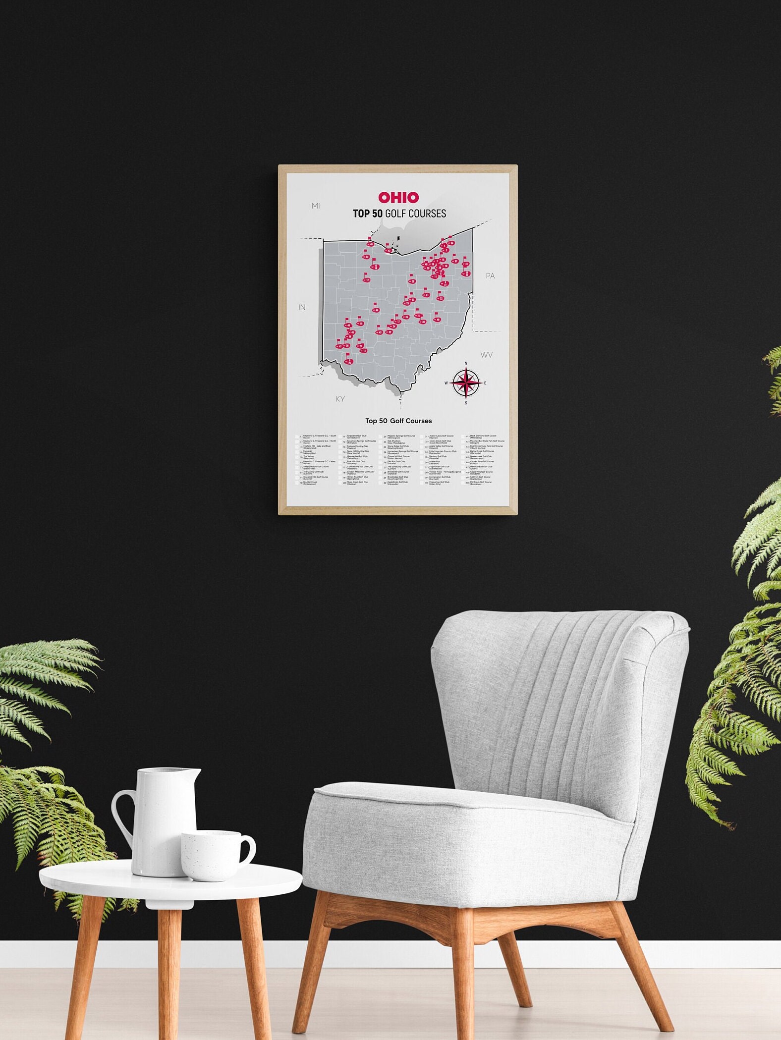 Ohio Golf Top 50 Courses Map - Etsy