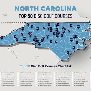North Carolina Disc Golf Top 50 Courses Map - Etsy