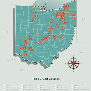 Ohio Golf Top 50 Courses Map - Etsy