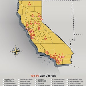 California Golf Top 50 Courses Map - Etsy