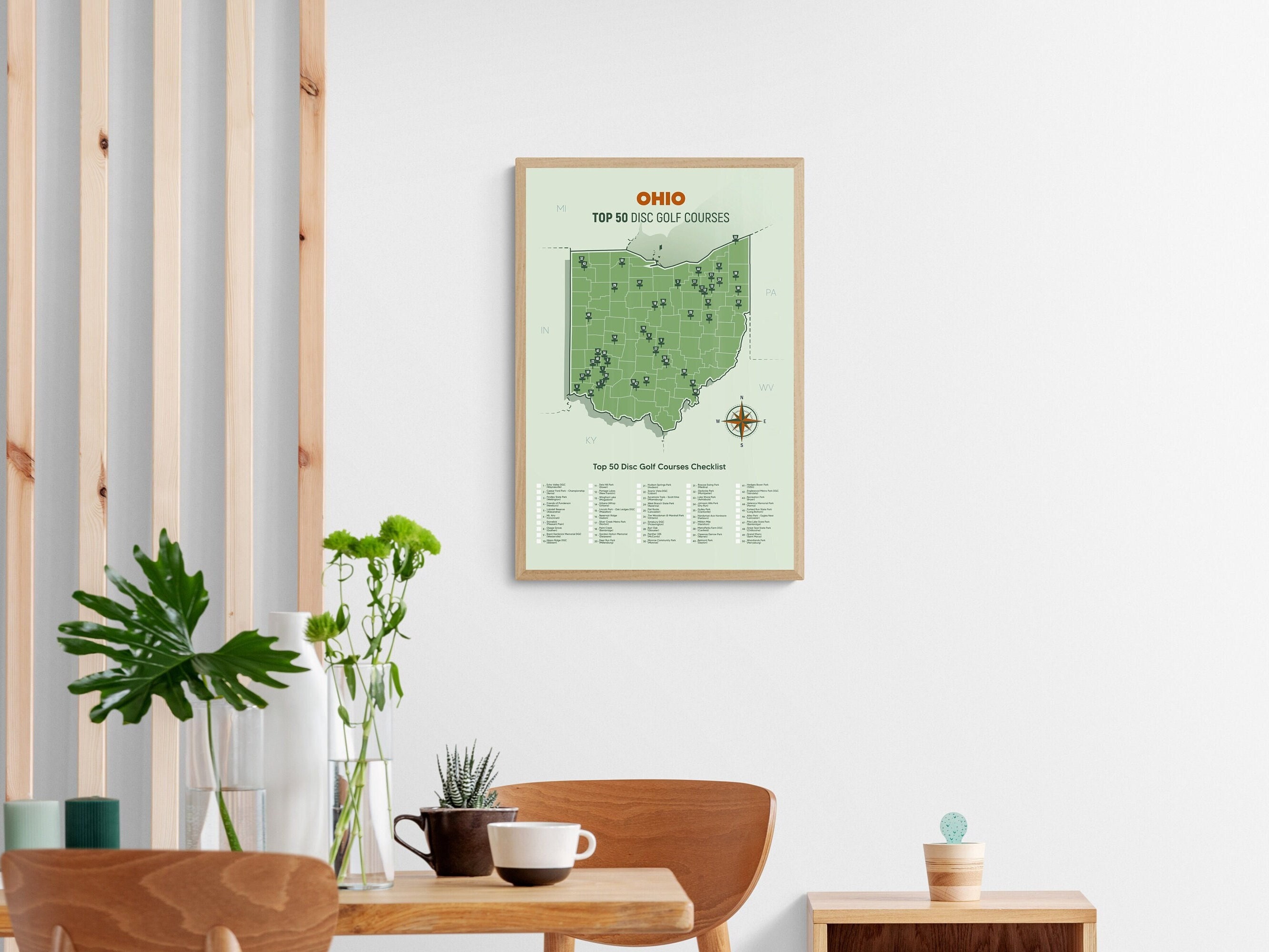 Ohio Disc Golf Top 50 Courses Map - Etsy
