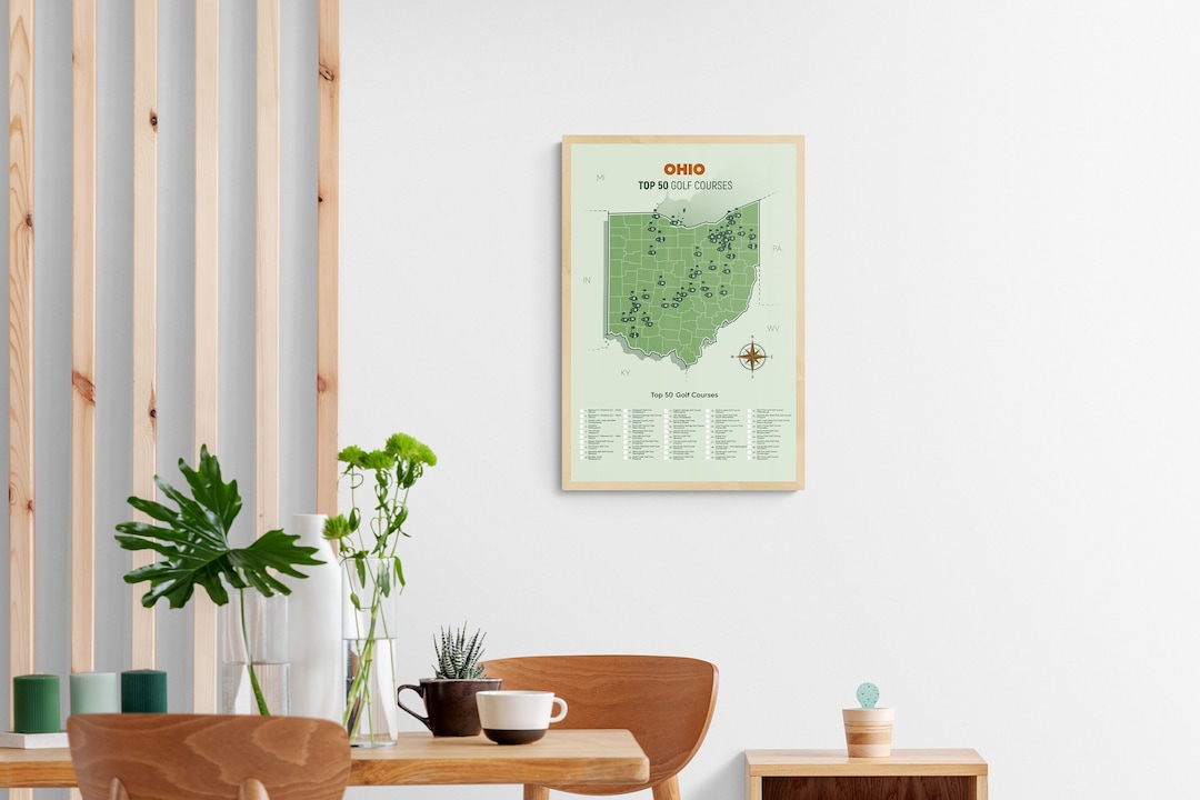 Ohio Golf Top 50 Courses Map - Etsy