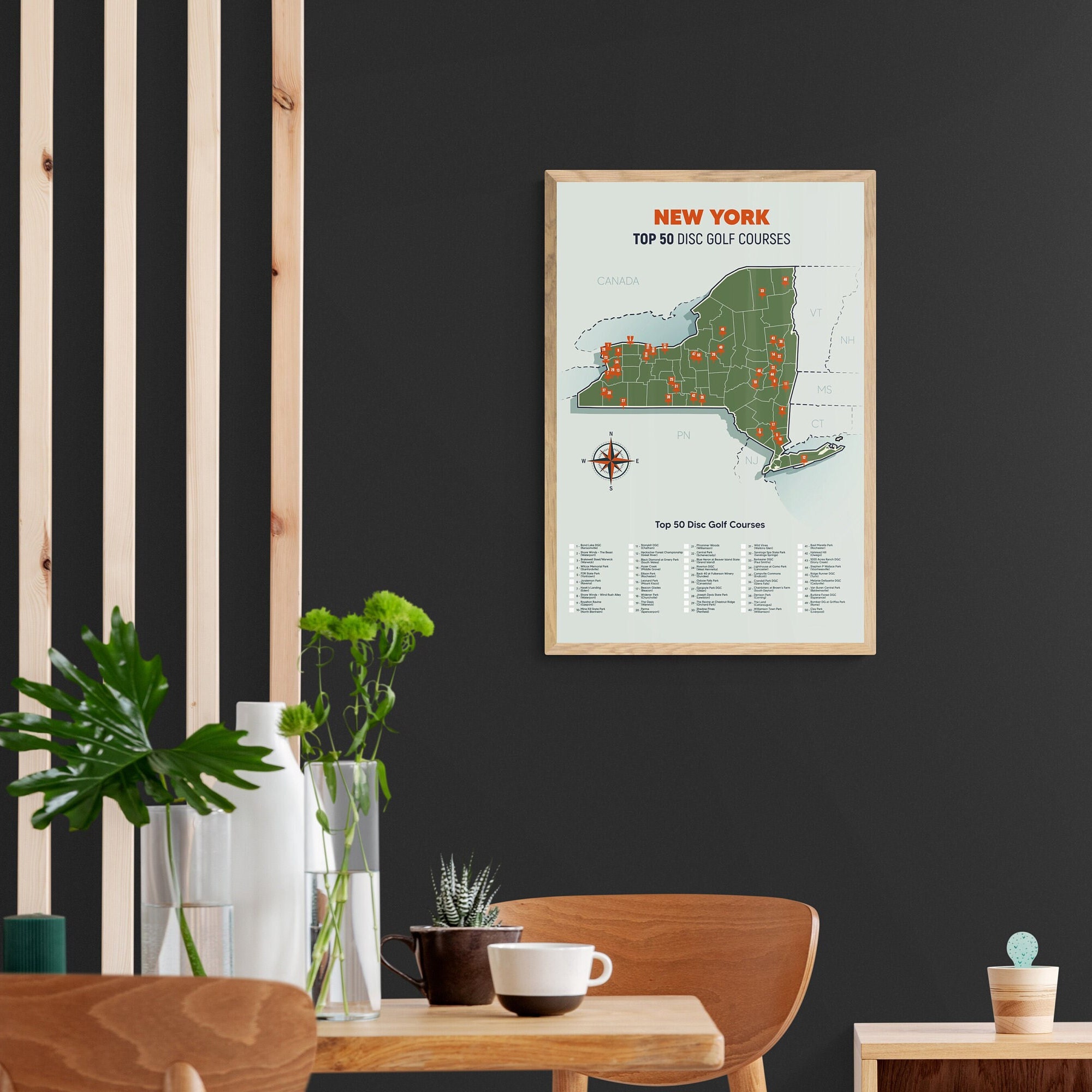 New York Disc Golf Top 50 Courses Map - Etsy