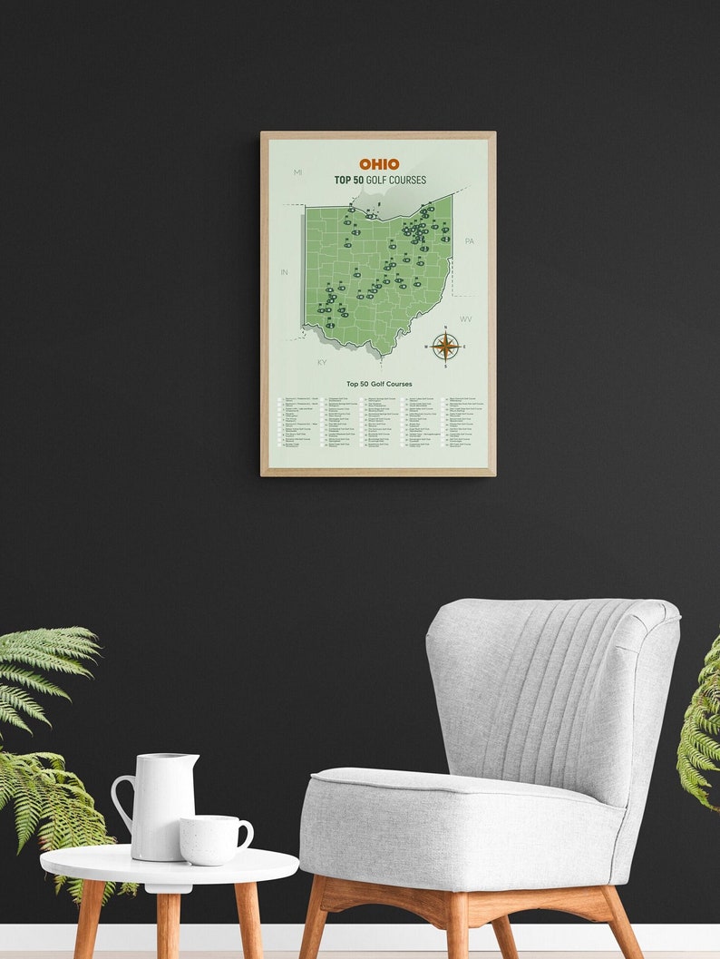 Ohio Golf Top 50 Courses Map - Etsy