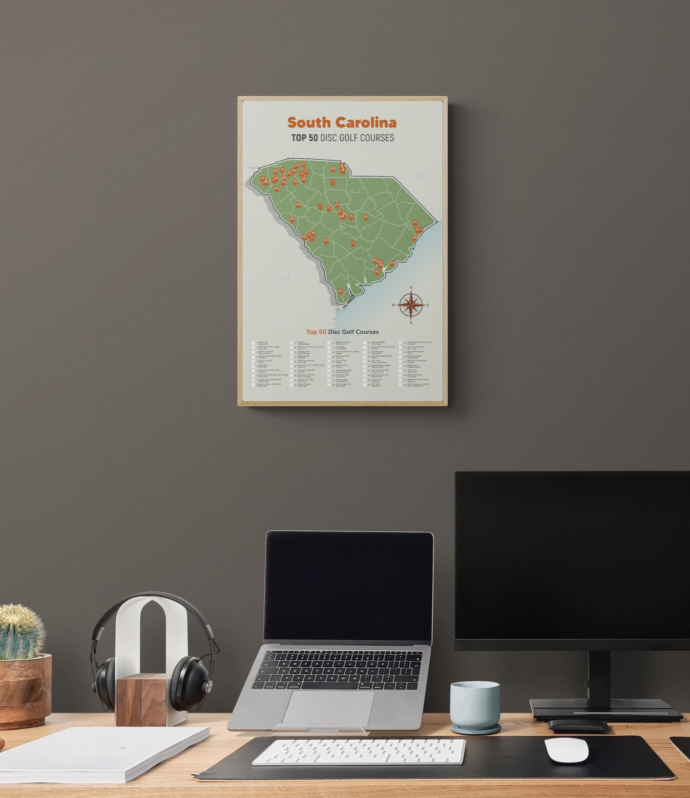 South Carolina Disc Golf Top 50 Courses Map - Etsy