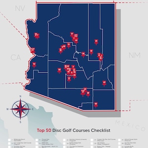 Arizona Disc Golf Top 50 Courses Map - Etsy
