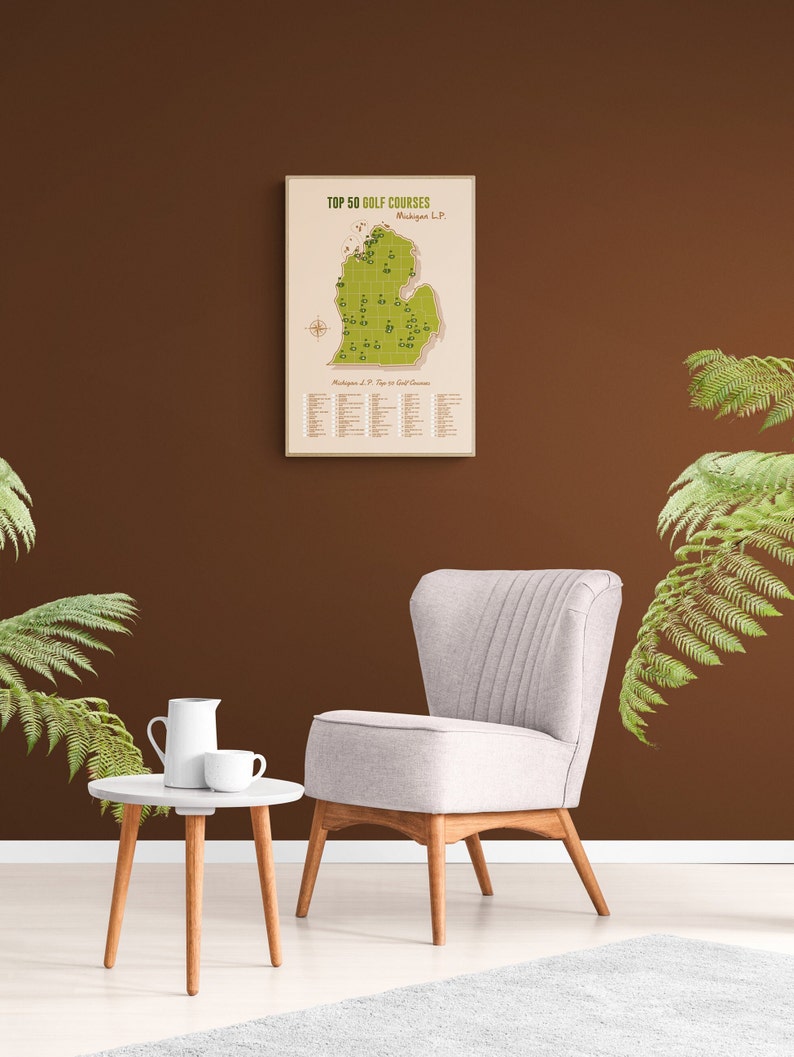 Michigan Top 50 Golf Courses Map - Etsy