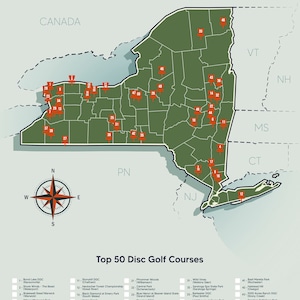 New York Disc Golf Top 50 Courses Map - Etsy