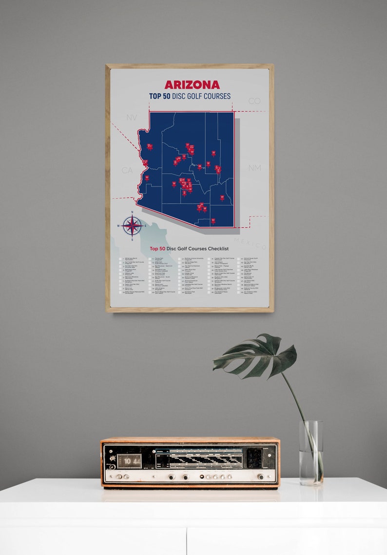 Arizona Disc Golf Top 50 Courses Map - Etsy