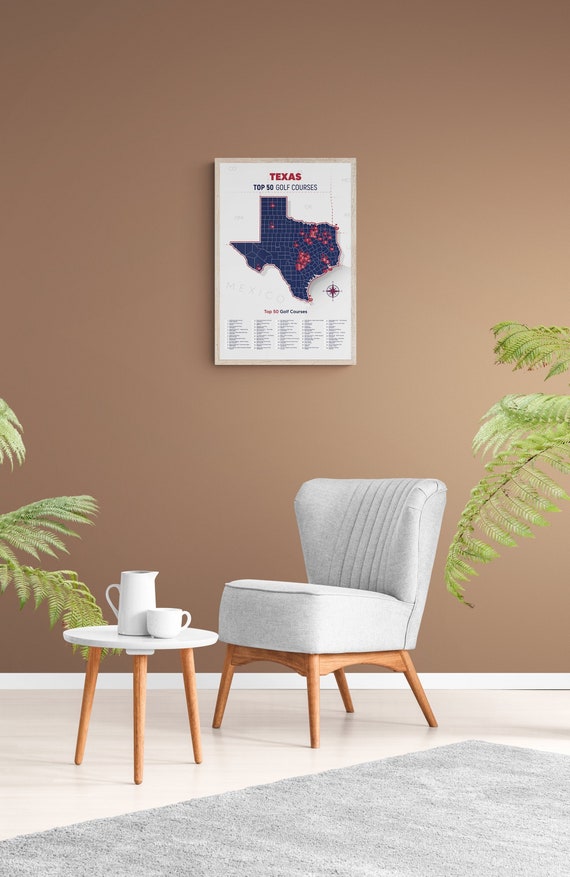 Texas Golf Top 50 Courses Map - Etsy