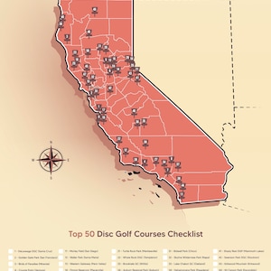 California Disc Golf Top 50 Courses Map - Etsy