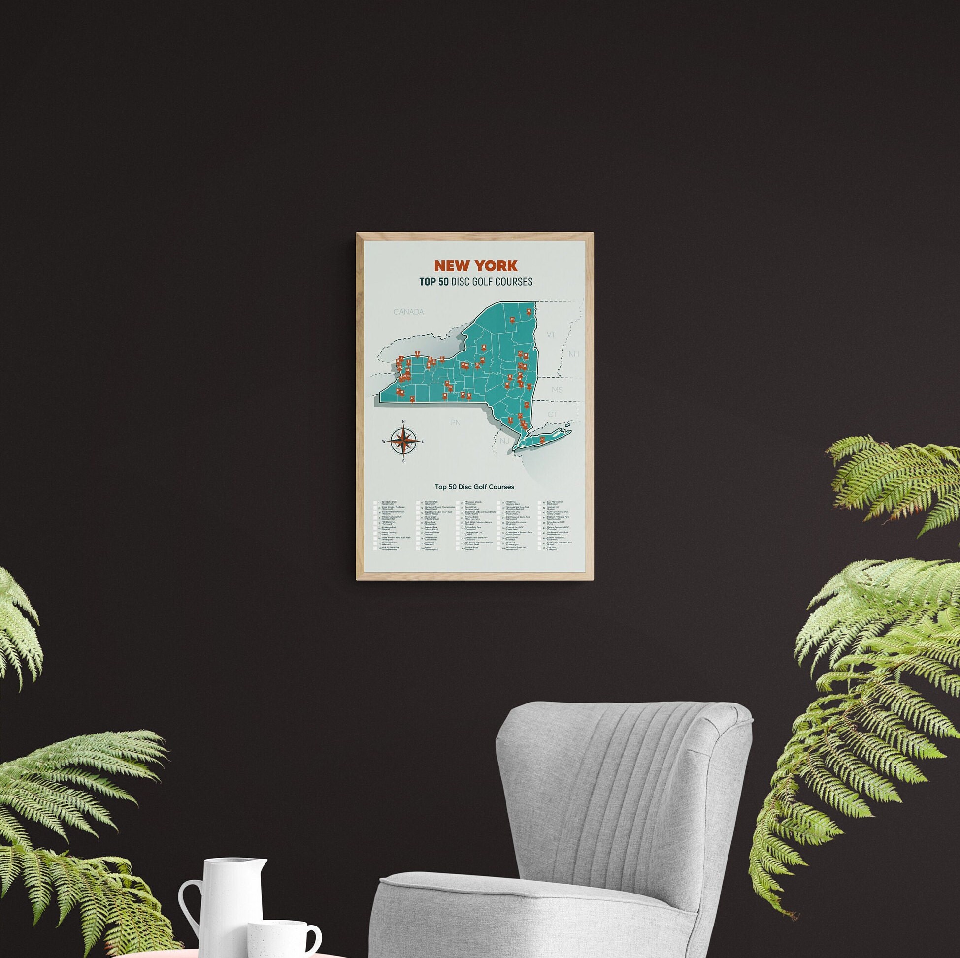 New York Disc Golf Top 50 Courses Map - Etsy