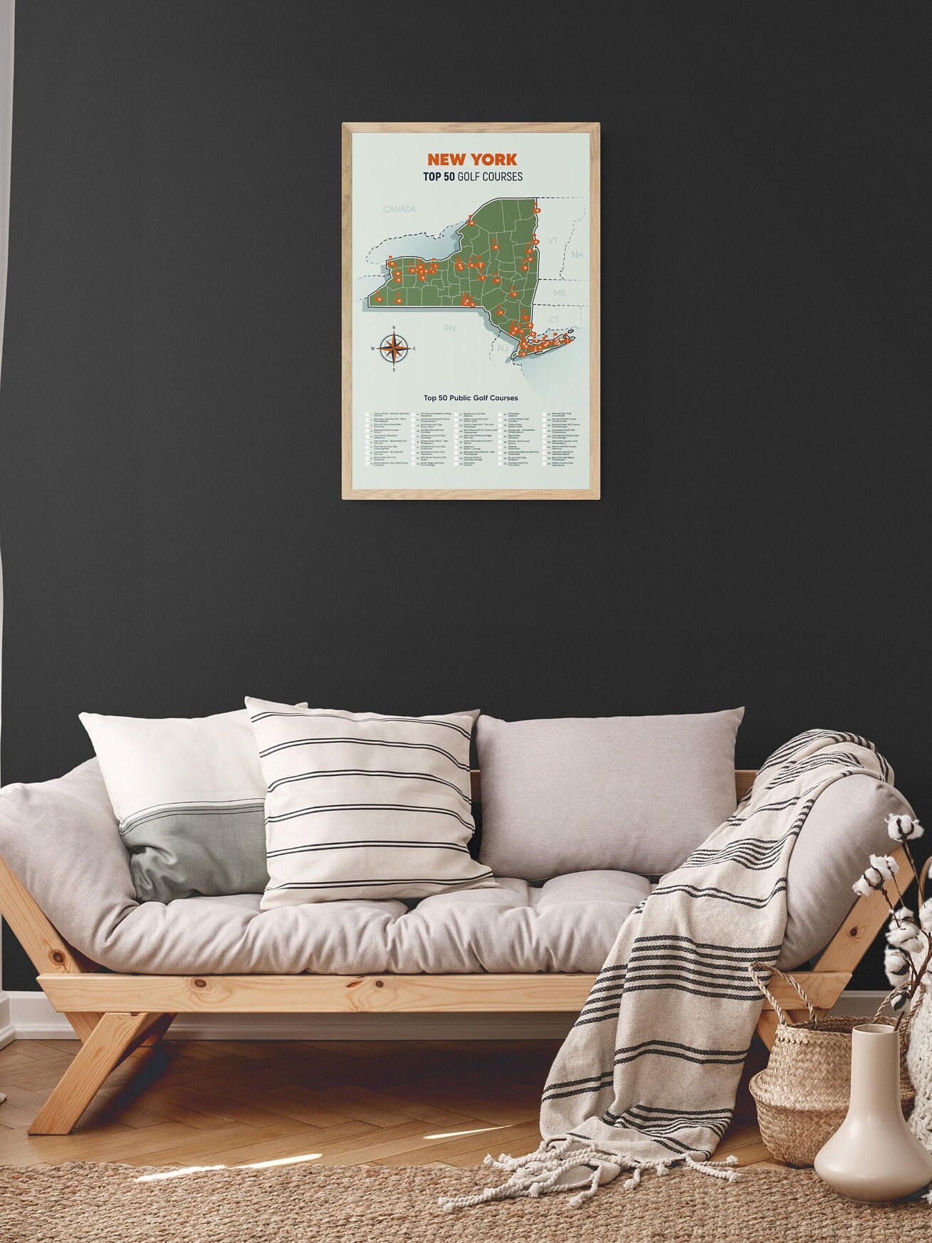 New York Top 50 Golf Courses Map - Etsy