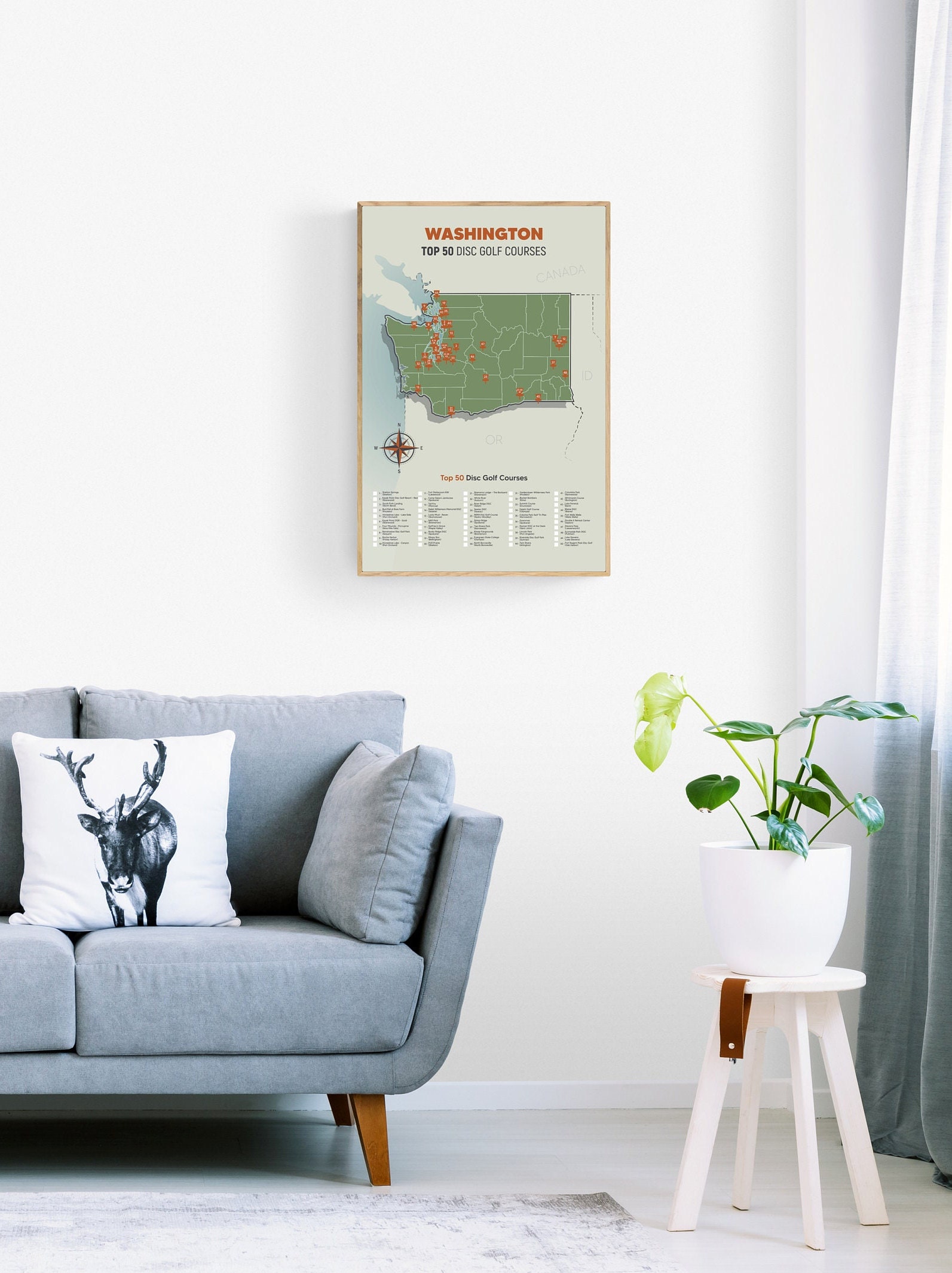 Washington Disc Golf Top 50 Courses Map - Etsy