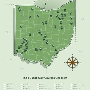 Ohio Disc Golf Top 50 Courses Map - Etsy
