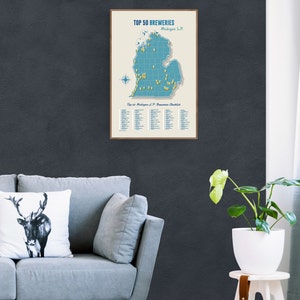 Top 50 Michigan Breweries Map - Etsy