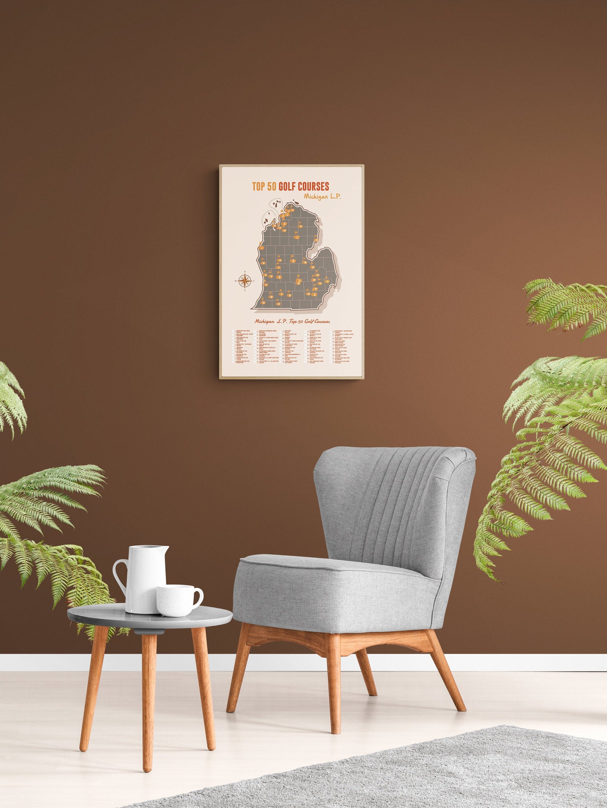 Michigan Top 50 Golf Courses Map - Etsy