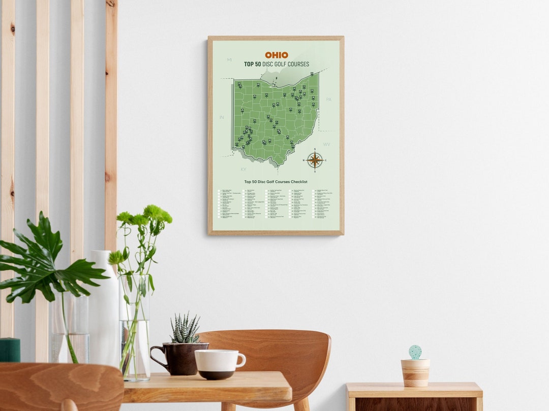 Ohio Disc Golf Top 50 Courses Map - Etsy