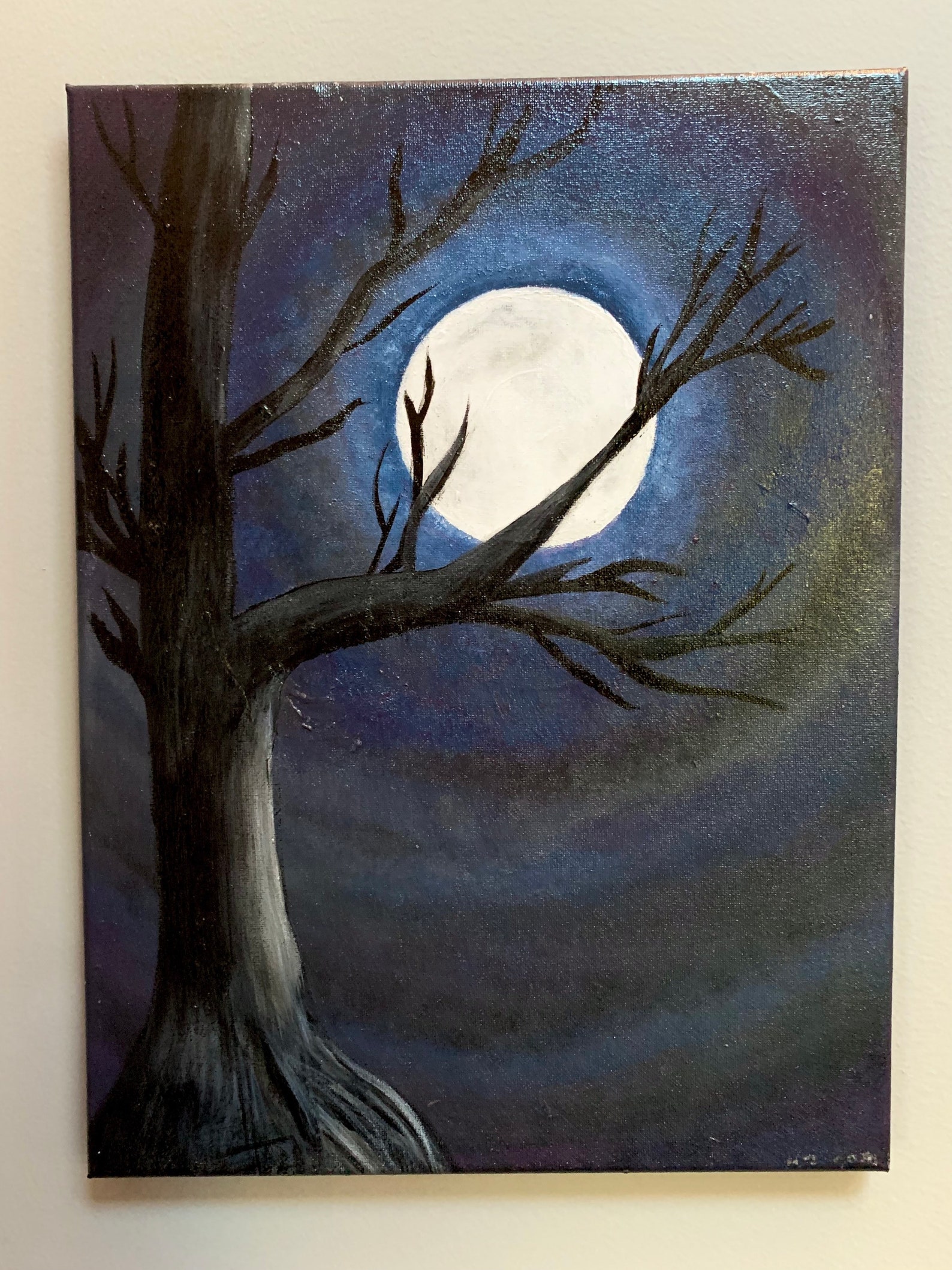 Halloween Spooky Tree Painting Night Sky Painting Full - Etsy