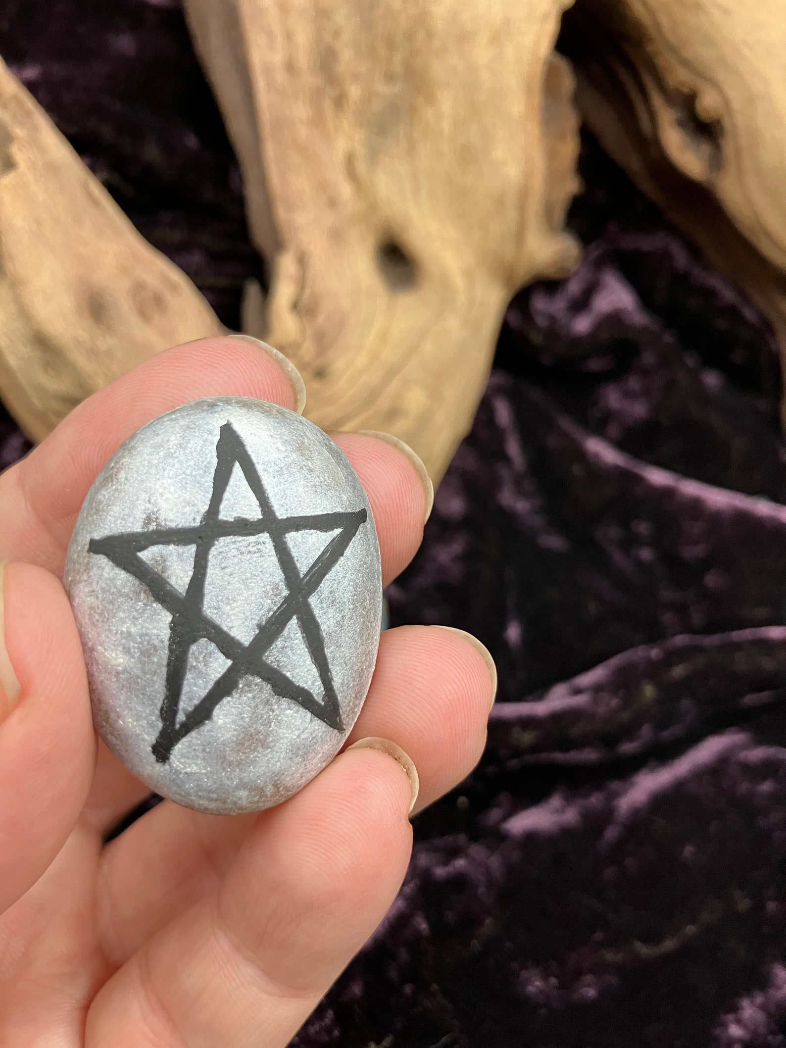 Hand Painted Pentacle Stones. Lovely Iridescent and Shiny Hand Painted ...