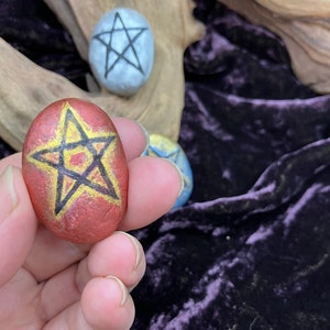 Hand Painted Pentacle Stones. Lovely Iridescent and Shiny Hand Painted ...