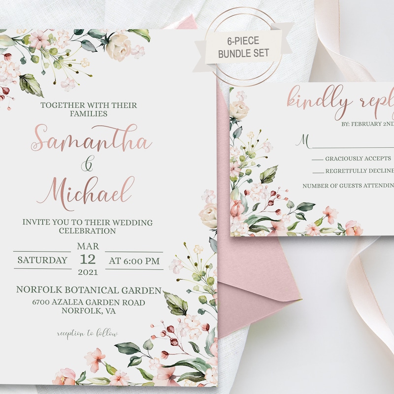 Blush Wedding Invite - Etsy