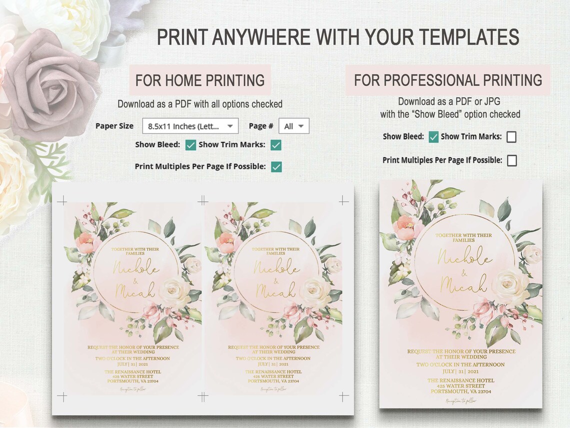 Blush and Gold Wedding Invitation, Wedding Invites Pink and Gold ...