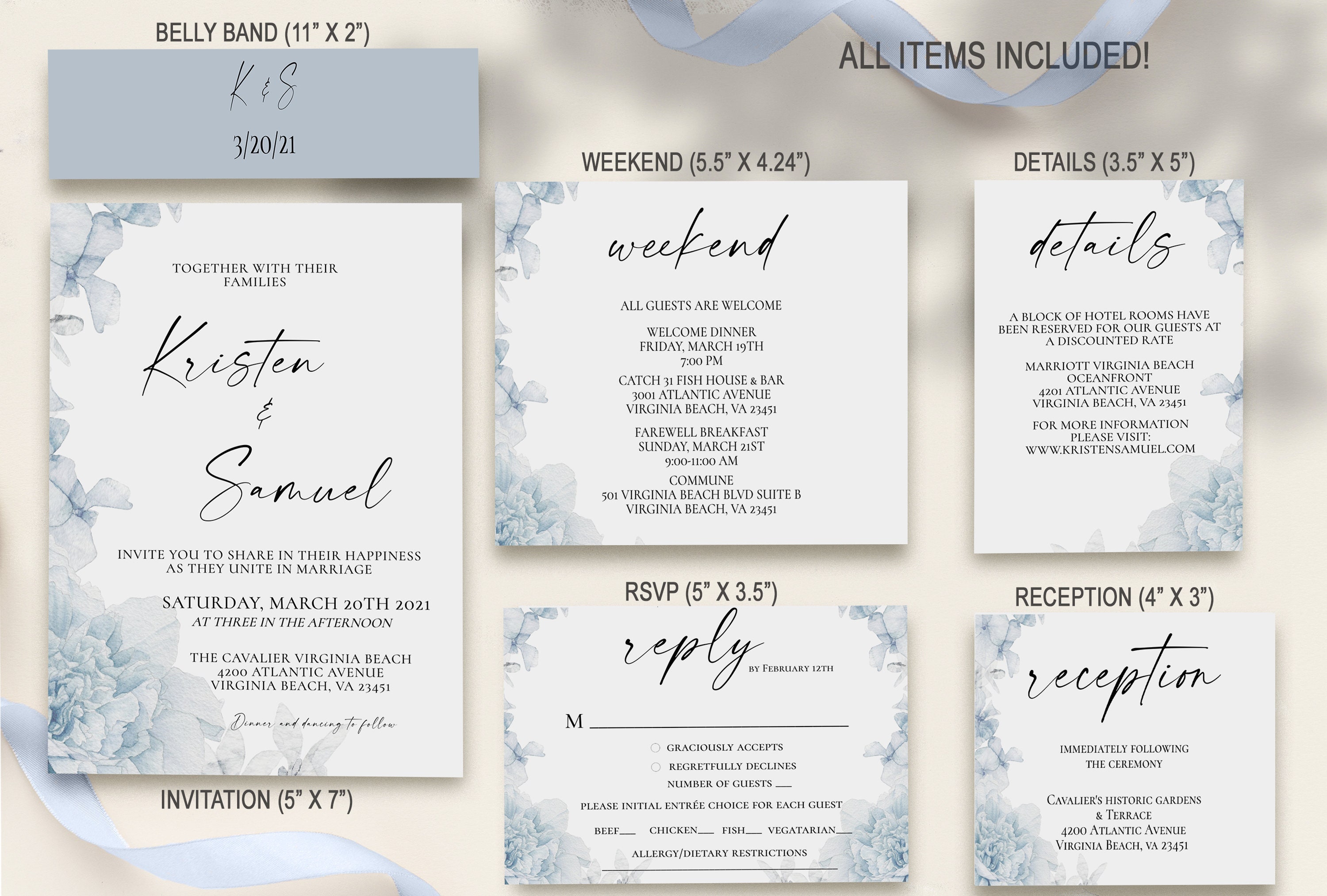 Elegant & Simple Dusty Blue Wedding Invite Minimalist Wedding - Etsy