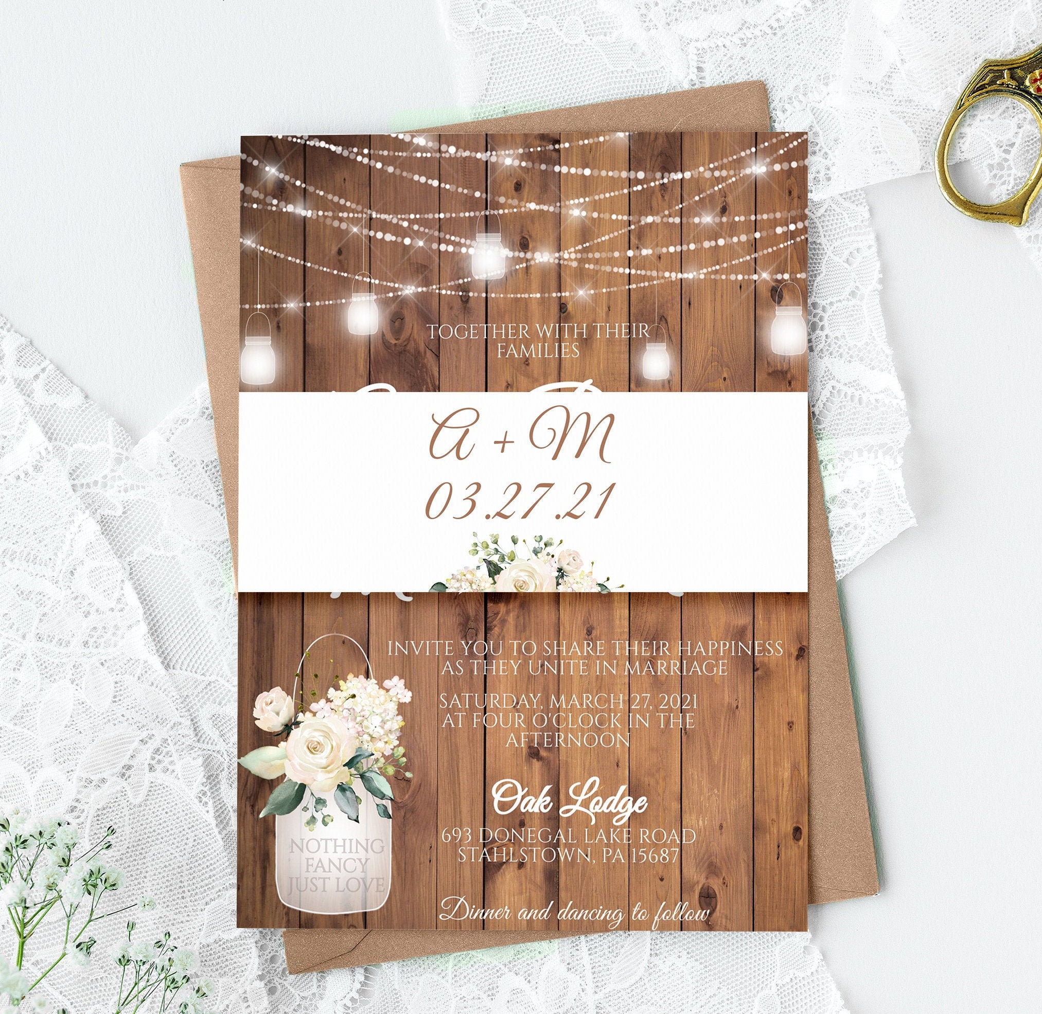 Country Wedding Invitation Set, Rustic Wedding Invitation, Nothing ...