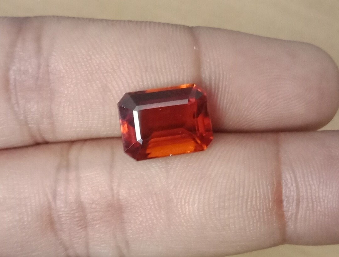 Natural Hessonite Garnet Faceted Gemstone 10X13X6 MM 8.55 Carat Square ...