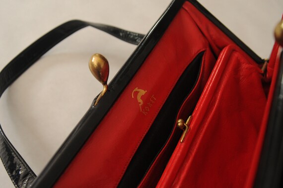 50s Koret I.Magnin&Co Patent Leather Handbag w Wallet… - Gem