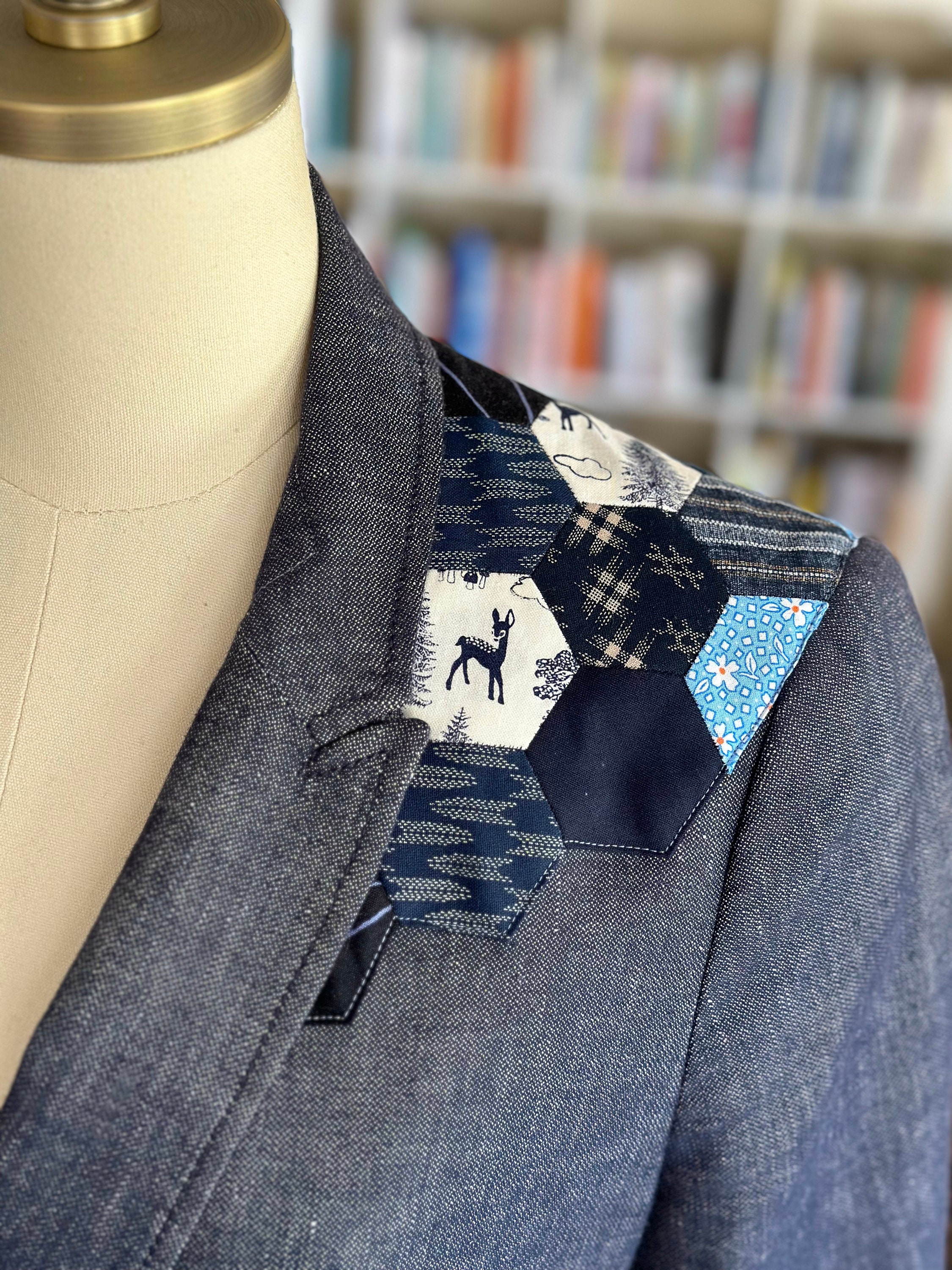 Hand Quilted Hexagon Y2K Chambray Blazer M - Etsy