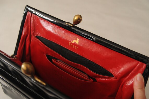 50s Koret I.Magnin&Co Patent Leather Handbag w Wallet… - Gem