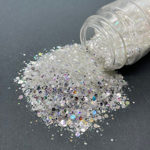 Iridescent White Glitter - Etsy