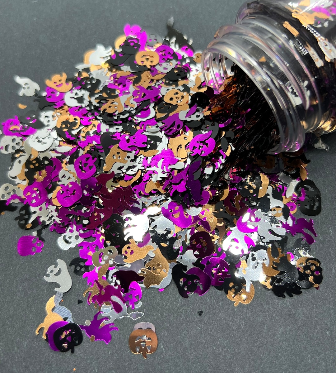 Halloween Glitter Mix – Metallic Skulls, Ghosts, Bats, Pumpkins - Etsy
