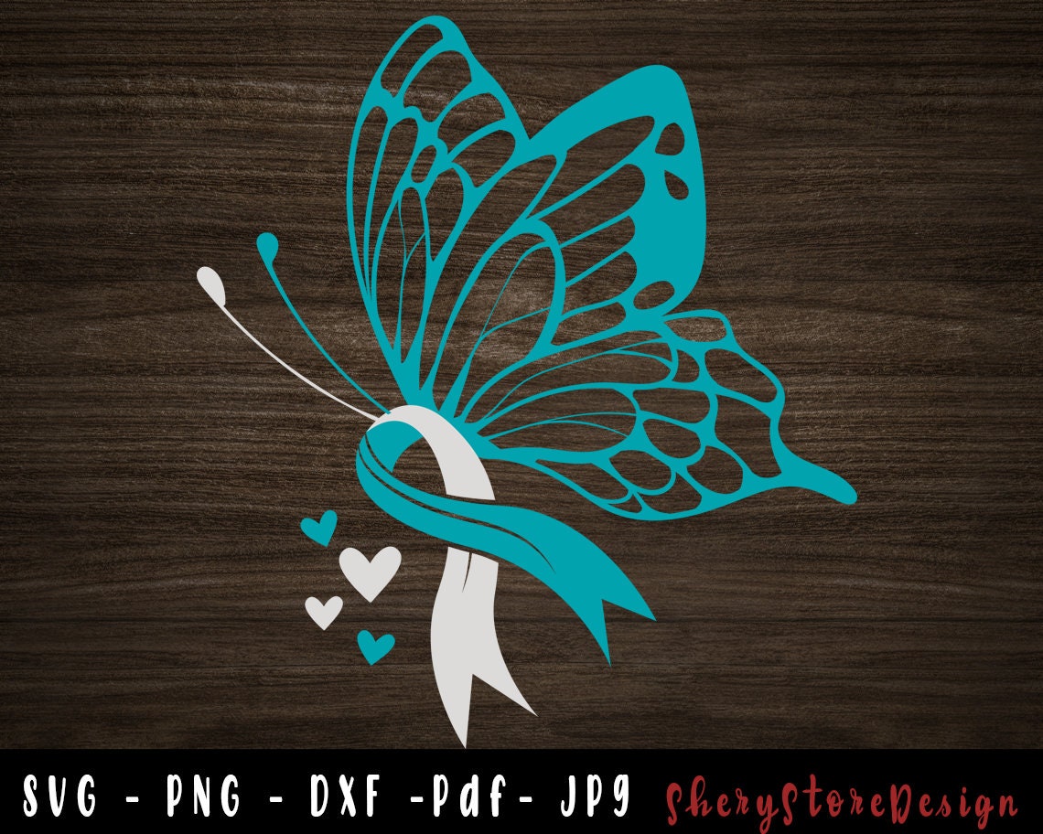 Cervical Cancer Ribbon Butterfly