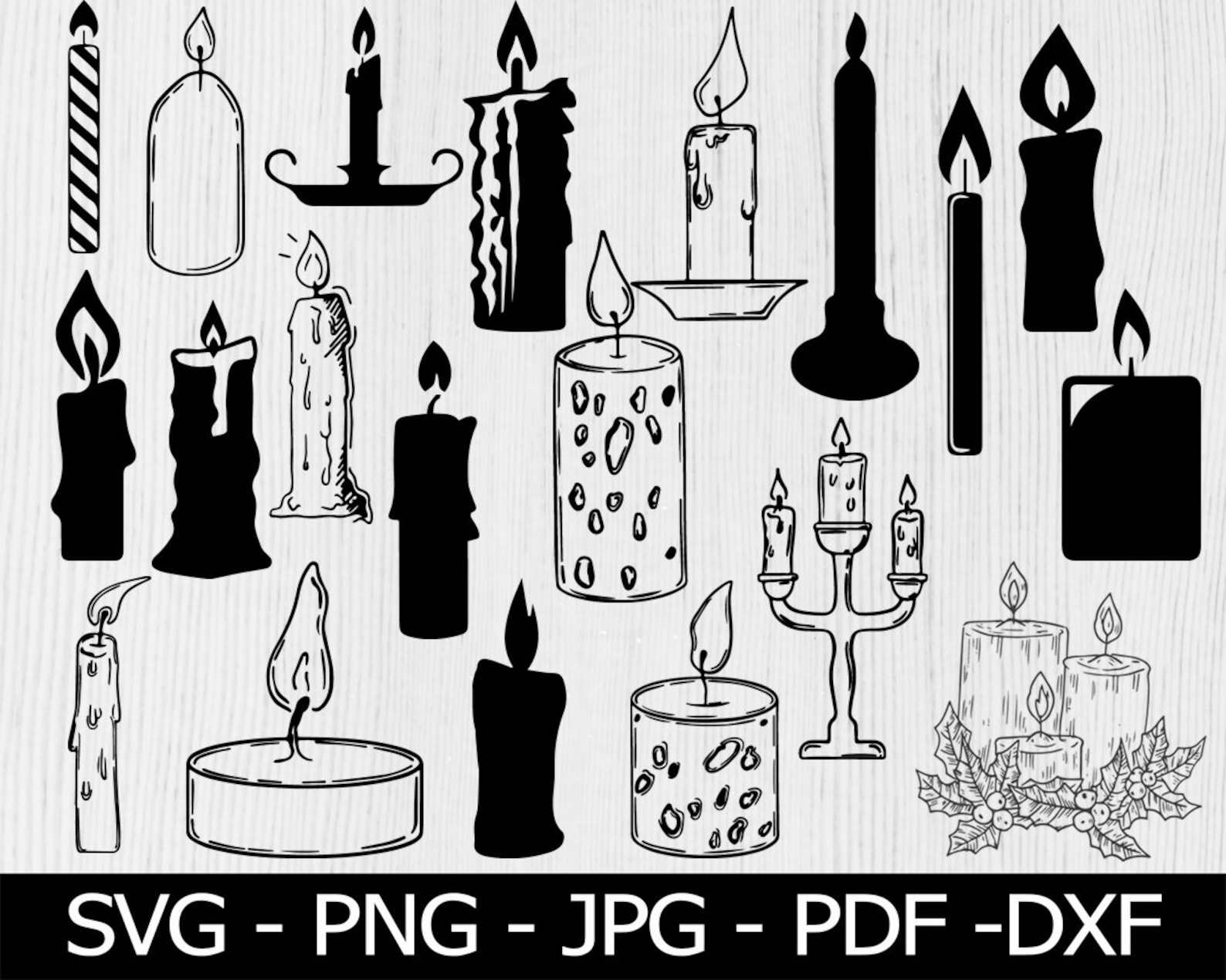 Candle Bundle SVG, Candle Svg, Candle Clipart, Candle Cricut, Candle ...